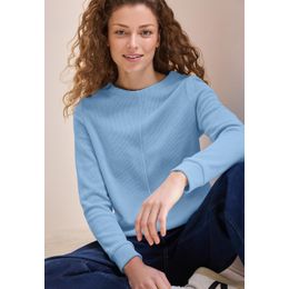 Cecil Damen Langarmshirt, blau, Gr. XL, unifarben, Sweatware, Obermaterial: 98% Polyester, 2% Elasthan, Shirts, in Cord Qualität