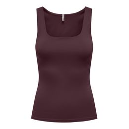 Only Damen Tanktop "ONLEA S/L 2-WAYS FIT TOP JRS NOOS", rot, Gr. S, unifarben, Jersey, Obermaterial: 94% Polyamid, 6% Elasthan, Tops