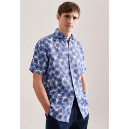 Seidensticker Herren Businesshemd "Regular", blau, Gr. 40, gebl&uuml;mt, 100% Leinen, Hemden, Regular Kurzarm Kentkragen Floral