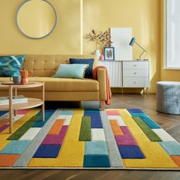 Teppich FLAIR RUGS, B:120cm H:8mm L:170cm, bunt, Kunstfaser, Wohnzimmer, Teppiche, "Spectrum", Handgeschnitzt Teppich