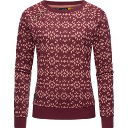 Ragwear Damen Rundhalspullover "Darria Aztec", rot, Gr. XXXL, Obermaterial: 70% Baumwolle, 30% Polyester, Pullover, Leichter Damen Pullover mit