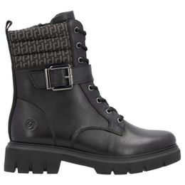 Remonte Damen Winterstiefelette, Gr. 38, schwarz, Leder, Lederimitat, unifarben, Schuhe, Blockabsatz, Winterboots, Schnürboots mit Innenreißverschluss