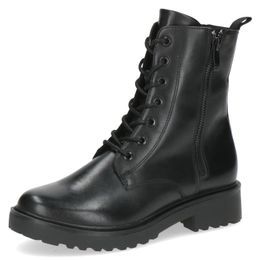 Caprice Damen Stiefelette, Gr. 36, schwarz, Leder, Schuhe, Blockabsatz, Schnürstiefelette, Schnürboots, zwei Reißverschlüsse