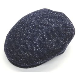 Chaplino Herren Flat Cap, blau, Gr. 57, meliert, 45% Wolle, 25% Polyester, 20% Viskose, 10% Polyacryl, Caps, in melierter Optik