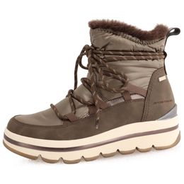 Tom Tailor Damen Winterboots, Gr. 37, braun, Lederimitat, Textil, Schuhe, mit Logoprägung an der Ferse
