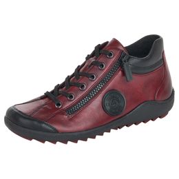 Remonte Damen Schnürboots, Gr. 43, rot, Leder, Lederimitat, Schuhe, Flats, Komfortschuh, Boots mit seitlichem Reißverschluss