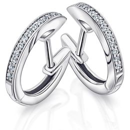 ONE ELEMENT Damen Paar Creolen "0,10 ct Diamant Brillant Ohrringe Creolen aus 585 Wei&szlig;gold", Damen, 0,1 mit Diamant, Diamanten Gold Wei&szlig;gold 585,
