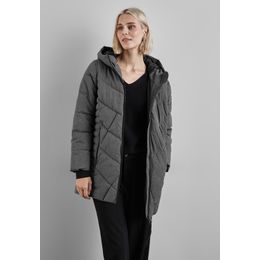 Street One Damen Steppjacke, grau, Gr. 36, unifarben, Stoff, 100% Polyester, Jacken, mit Kapuze mit Tunnelzugband