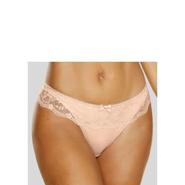 Lascana Damen String, Gr. 32, braun, Obermaterial: 85% Polyamid, 15% Elasthan, Unterhosen, mit breitem Bund aus blumiger Spitze, Dessous