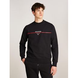 Tommy Hilfiger Herren Sweatshirt "HILFIGER STRIPE TERRY SWEATSHIRT", schwarz, Gr. XXXL, Sweatware, Obermaterial: 100% Baumwolle, Sweatshirts