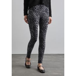 Street One Damen Leggings, grau, Gr. 44, animal-print, Web, 95% Baumwolle, 5% Elasthan, Hosen, aus Baumwolle mit Stretchanteil