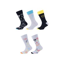 Camano Damen Socken "Socken 5er Pack", Gr. 27, grau, 70% Baumwolle, 28% Polyester, 2% Elasthan, gemustert, Socken