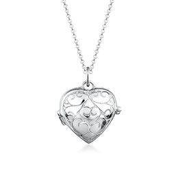 Elli Damen Kette mit Anhänger "Herz-Medaillon Amulett Ornament 925 Silber", 65, ohne Stein, Silber 925 (Sterlingsilber), L: 45, silber, Silber 925