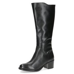 Caprice Damen Stiefel, Gr. 38, schwarz, Leder, Lederimitat, unifarben, Schuhe, Blockabsatz, Langschaftstiefel, Businessstiefel, Innenreißverschluss
