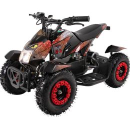 Actionbikes Motors Elektro-Kinderquad Cobra, 800 Watt, bis 24 km/h, ab 8 Jahren, Federung, 3x 12V-Akku, Scheibenbremsen (Rot/Schwarz)