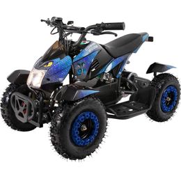 Actionbikes Motors Elektro-Kinderquad Cobra, 800 Watt, bis 24 km/h, ab 8 Jahren, Federung, 3x 12V-Akku, Scheibenbremsen (Blau/Schwarz)