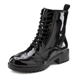 Lascana Damen Schnürboots, Gr. 41, schwarz, Obermaterial: 100% Schafsleder. Decksohle: 100% Synthetik. Futter: 75% Textilmaterial, 25% Schafsleder.