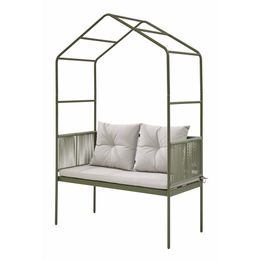 Bank 'Greta' grün/beige 118 x 55 x 178 cm mit Dach