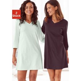 H.I.S. H.I.S Nachthemd mehrfarbig Gr. 32/34 für Damen. Mit V-Ausschnitt. Basic. Nachhaltig.