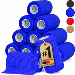 HUND IST K&Ouml;NIG Verband selbstklebend, Selbstklebende Bandage f&uuml;r Mensch & Tier (12 Stk) blau 10 cm, 47 m