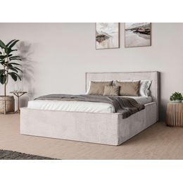 Polsterbett Andas "Östavall wahlweise mit Matratze und Topper, in zwei Breiten", beige (hellbeige), B:202, 100% Polyester, Betten, Bettgestell mit Kopfteil und Bettkasten, mit/ohne Matratze (BFK/TFK)