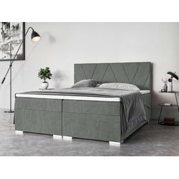 Polsterbett Places of Style "Liania mit Matratze und Topper, in 2 Breiten (160 und 180 cm)", grau, B:182cm H:119cm L:209cm, 100% Polyester, Betten, Boxspringbett mit Bettkasten, Matratze (BFK/TFK) und Topper