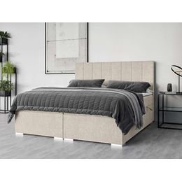 Polsterbett Places of Style "Ginoro mit Matratze und Topper, in 3 Breiten (140, 160 und 180 cm)", beige, B:142cm H:119cm L:209cm, 100% Polyester, Betten, Boxspringbett mit Kopfteil, Bettkasten, Matratze (BFK/TFK) und Topper
