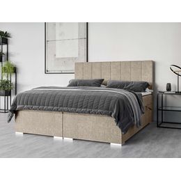Polsterbett Places of Style "Ginoro mit Matratze und Topper, in 3 Breiten (140, 160 und 180 cm)", grau (taupe), B:162cm H:119cm L:209cm, 100% Polyester, Betten, Boxspringbett mit Kopfteil, Bettkasten, Matratze (BFK/TFK) und Topper