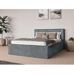 Polsterbett Andas "Östavall wahlweise mit Matratze und Topper, in zwei Breiten", grau (dunkelgrau), B:202, 100% Polyester, Betten, Bettgestell mit Kopfteil und Bettkasten, mit/ohne Matratze (BFK/TFK)