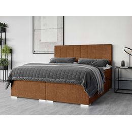 Polsterbett Places of Style "Ginoro mit Matratze und Topper, in 3 Breiten (140, 160 und 180 cm)", orange (terra), B:162cm H:119cm L:209cm, 100% Polyester, Betten, Boxspringbett mit Kopfteil, Bettkasten, Matratze (BFK/TFK) und Topper