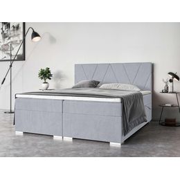 Polsterbett Places of Style "Liania mit Matratze und Topper, in 2 Breiten (160 und 180 cm)", silber, B:162cm H:119cm L:209cm, 100% Polyester, Betten, Boxspringbett mit Bettkasten, Matratze (BFK/TFK) und Topper