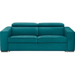 2,5-Sitzer Egoitaliano "Cabiria, Design und super Sitzkomfort", bunt (blaur&uuml;n), B:226cm H:97cm T:103cm, Sofas, inkl. manuell verstellbarer Kopfst&uuml;tzen, mit Metallf&uuml;&szlig;en