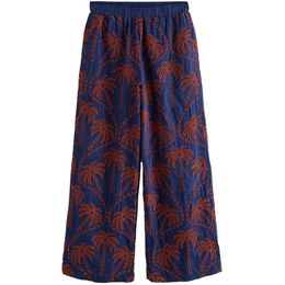 next Hose 'Palmen-Print' Damen Gr&ouml;&szlig;e 50 navy / braun
