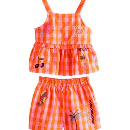 next Oberteil und Shorts M&auml;dchen Gr&ouml;&szlig;e 68 neonorange / rosa