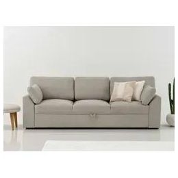 3-Sitzer Home Affaire "Citry", braun (cappuccino), B:233cm H:88cm T:86cm, 100% polyester, Sofas, Breite 233 cm, Chenille, mit Bettfunktion, Liegefläche 144x190 cm