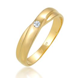 Elli Ringe - Ring Wickelring Solit&auml;r Diamant (0.03 ct.) 585 Gel - Gr. 54 MM - in Gold - f&uuml;r Damen