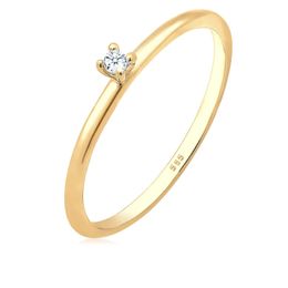 Elli Ringe - Ring Verlobung Solit&auml;r Diamant (0.015 ct.) 585 Gel - Gr. 58 MM - in Gold - f&uuml;r Damen