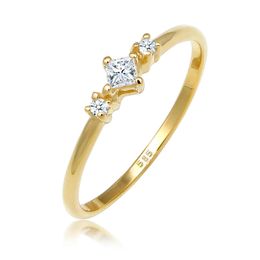 Elli Ringe - Ring Prinzessschliff Diamant (0.13 ct) 585 Gelbgol - Gr. 54 MM - in Gold - f&uuml;r Damen