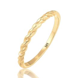 Elli Ringe - Ring Basic Geo Twisted Gedreht Bandring 585 Gelbgo - Gr. 54 MM - in Gold - f&uuml;r Damen