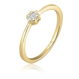 Elli Ringe - Ring Verlobung Blume Diamant (0.045 ct.) 375 Gelbg - Gr. 58 MM - in Gold - f&uuml;r Damen