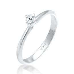 Elli Ringe - Ring Ring Solit&auml;r Diamant (0.11 ct.) Klassik 925 S - Gr. 54 MM - in Silber - f&uuml;r Damen