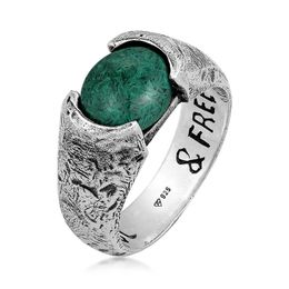 Haze & Glory Ringe - Ring Siegelring Liberty - Afrikanischer T�rkis 925 - Gr. 66 MM - in Silber - f&uuml;r Damen