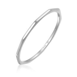 Elli Ringe - Ring Bandring Geo Basic Minimal Look 585 Wei&szlig;gold - Gr. 56 MM - in Silber - f&uuml;r Damen