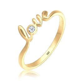 Elli Ringe - Ring Love-Schriftzug Diamant 0.03 ct. 585 Gold - Gr. 56 MM - in Gold - f&uuml;r Damen