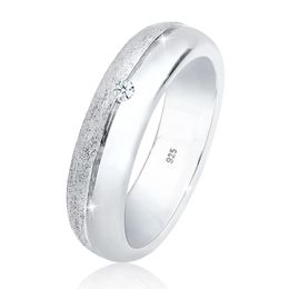 Elli Ringe - Ring Basic Bandring Diamant (0.03 ct.) 925 Silber - Gr. 52 MM - in Silber - f&uuml;r Damen