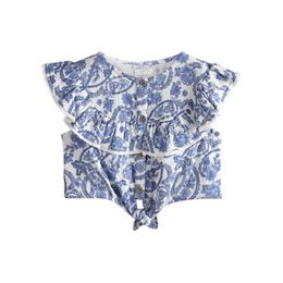next Bluse zum Binden M&auml;dchen Gr&ouml;&szlig;e 128 blau / wei&szlig;