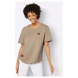 Sweatshirt Casual Looks, Damen, Gr. 44, beige, 100% Baumwolle, unifarben, Rundhals, Sweatshirts