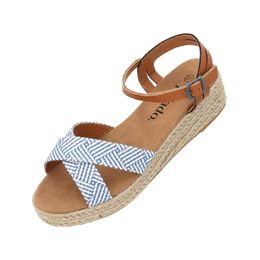 Palado Sandale 'Thunon' Damen Gr&ouml;&szlig;e 40 blau / cognac / wei&szlig;