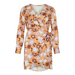 Vila Kleid 'Sofia' Damen Größe 42 braun / pastelllila / hellorange / weiß Winterkleid