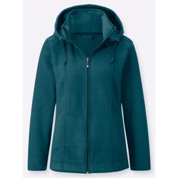 WITT Damen Fleecejacke mit abnehmbarer Kapuze, petrol, Gr&ouml;&szlig;e 48